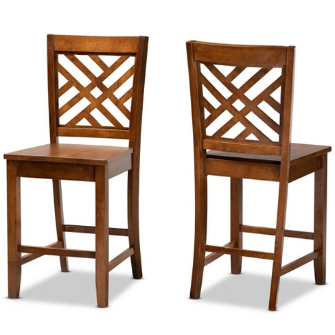 2pc Caron Wood Barstool Set Brown - Baxton Studio : Target