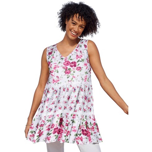 Woman Within Women's Plus Size Tiered Tank : Target