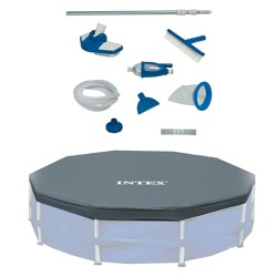 Intex 18 Ft Round Easy Set Solar Cover And Deluxe Pool Maintenance Kit ...