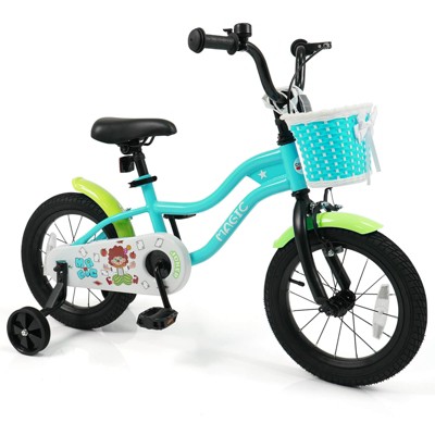 Costway 14” Kids Bike with Training Wheels, Basket, Hand & Coaster ...