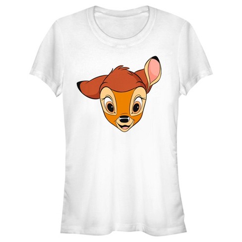 Juniors Womens Bambi Face Portrait T-shirt - White - Medium : Target