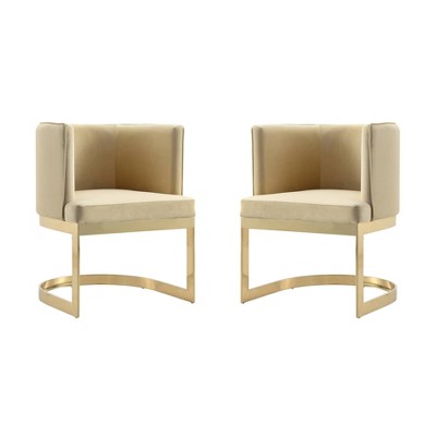 Aura Velvet Dining Chairs Sand - Manhattan Comfort : Target