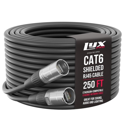 Lyxpro 250 Feet Shielded Cat6 Ethercon Cable, Male To Male, Pro Audio ...