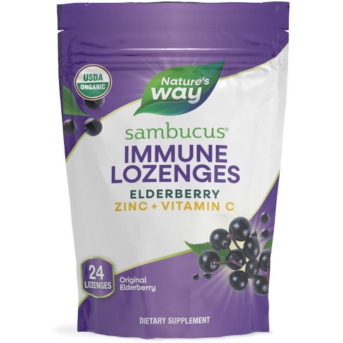 Nature's Way Sambucus Immune Lozenges With Elderberry, Zinc And Vitamin ...
