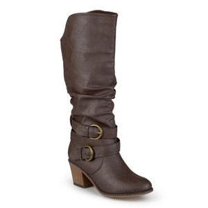 Journee Collection Wide Calf Women's Late Boot Dark Brown 6 : Target