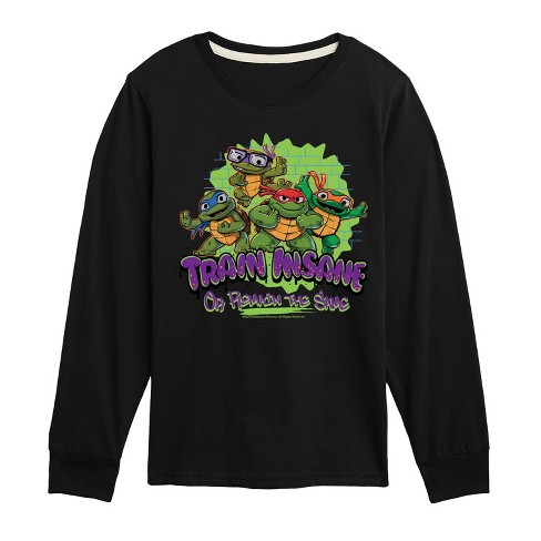Teenage Mutant Ninja Turtles Mutant Mayhem Train Insane Long Sleeve Graphic T-shirt - Black - 3t ...