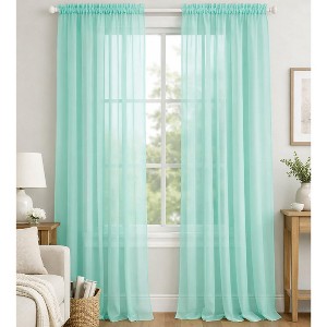 Home Mart Goods Mint Sheer Window Rod Pocket Curtain Set 108" Inches ...