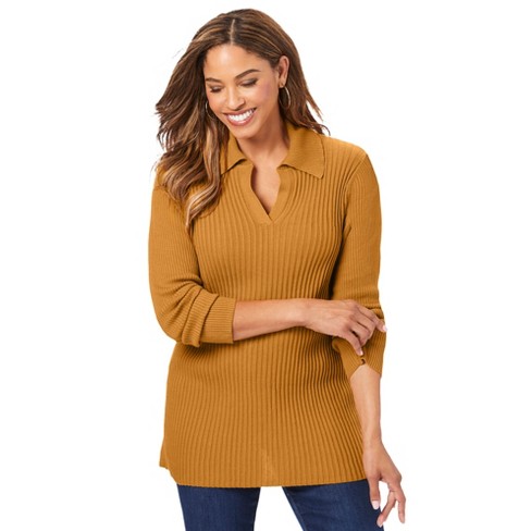 Jessica London Women's Plus Size Ribbed Collar Sweater : Target