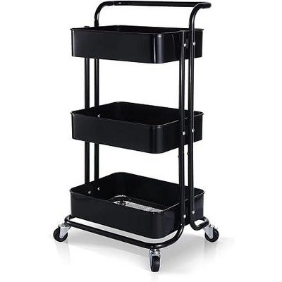 Gran Shopping Shopping Cart, Service Cart With Wheels-3 Trays, Black ...