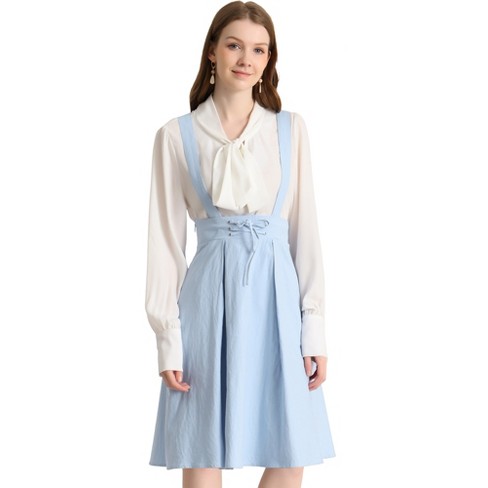 Allegra K Women's High Waist Overall Corset Skater Suspender Dresses ...