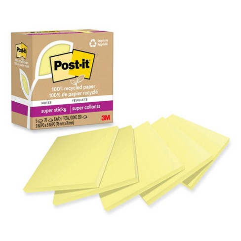 Post-it Notes Super Sticky 100% Recycled Paper Super Sticky Notes, 3" X ...