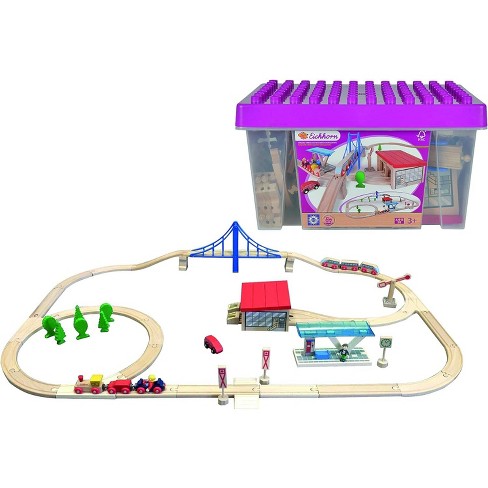 Eichhorn Large Wooden Train Set (58 Pieces) Play Train Set : Target