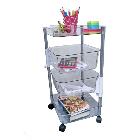 Dial 4 Tier Acrylic Clear Cart: Universal Storage Utility Cart With ...