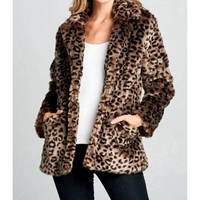 Women's Leopard Faux Fur Jacket - Ellison M : Target