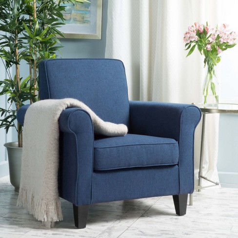 Blue Single Sofa Chair Club Chairs For Living Room Roll Arm Armchair ...