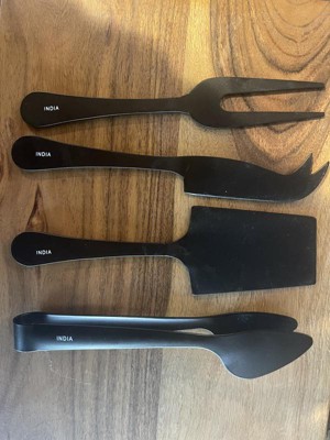 4pc Stainless Steel Cheese Knive Serving Set Black - Threshold™ : Target