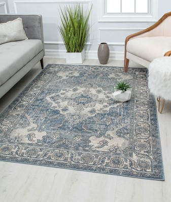 Rugs America Ludlow Md50b Silver Estate Transitional Vintage Blue Area ...
