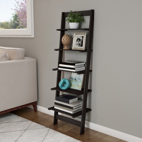 Hastings Home Skinny Ladder Bookshelf, 5-tier Shelving Unit, Leaning ...