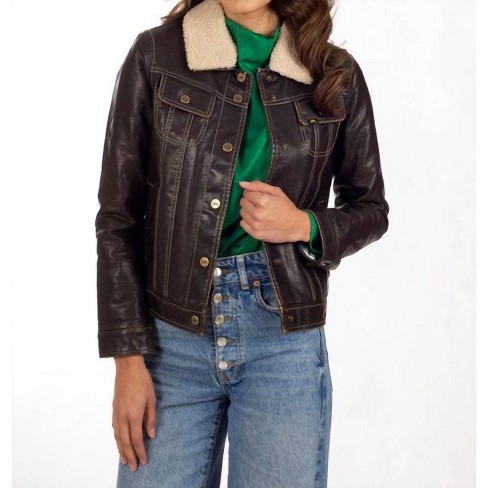 Women's Faux-shearling-lined Faux-leather Jacket - Wrangler : Target