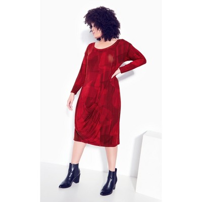 Zim & Zoe| Women's Plus Size Idol Tone Print Dress - Red - 30w : Target