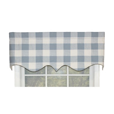 Grande Check Regal Style 3" Rod Pocket Valance 50" X 17" Blue By Rlf ...