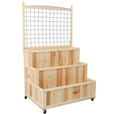 8 Pocket Gardening Raised Garden Bed Elevated Wooden Flower Box Stand ...