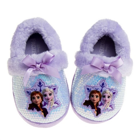 Disney Frozen Anna And Elsa Girls Dual Sizes Slippers - Purple, 5-6 ...