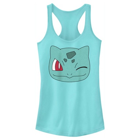 Juniors Womens Pokemon Bulbasaur Wink Face Racerback Tank Top - Cancun ...