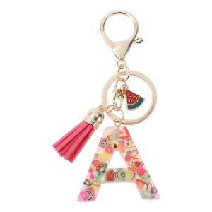 Unique Bargains Letter A Key Pendant Fruit Keyring with Initial Letters ...