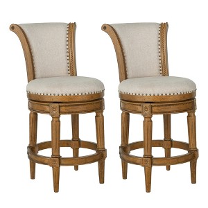 ROME + OAK Runyan 26" Swivel Counter Stool, Weathered Oak, Sand Fabric ...