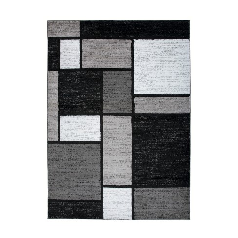 World Rug Gallery Contemporary Modern Boxed Color Block Gray 6'6"x9 ...