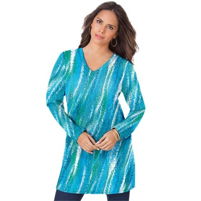 Roaman's Women's Plus Size Long-sleeve V-neck Ultimate Tunic - 2x ...