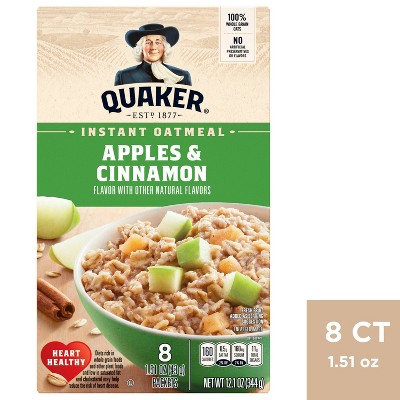 Quaker Instant Oatmeal Apple Cinnamon - 8ct/12.1oz : Target