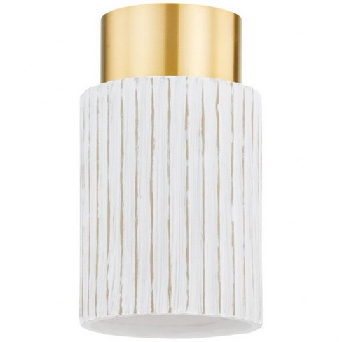 Mitzi Corissa 1 - Light Flush Mount In Aged Brass/ceramic White Wash ...