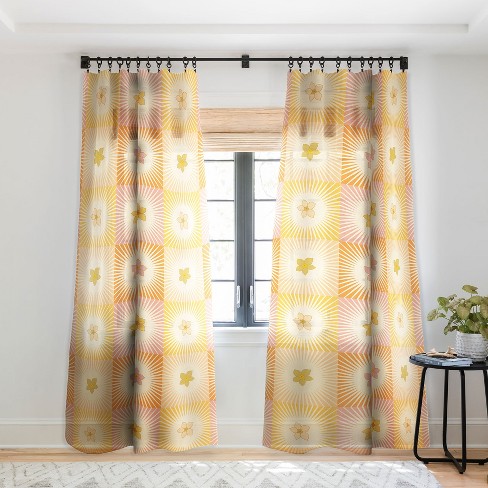Iveta Abolina Cheerful Sun Check 96" X 50" Single Panel Sheer Window ...