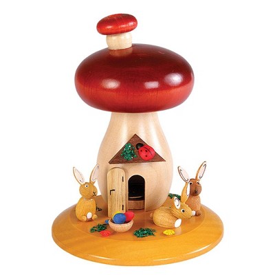 26325 - Richard Glaesser Incense Burner - Mushroom With Bunnies - 5"h X ...
