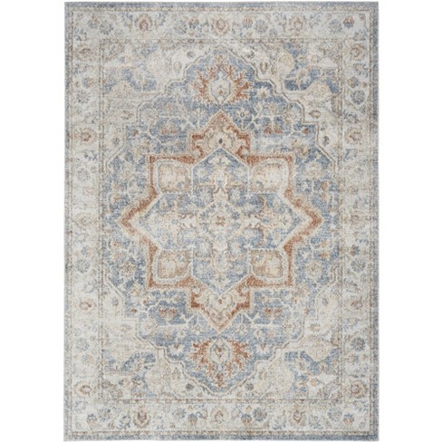 Nourison Astra Machine Washable Vintage Medallion Indoor Rug Denim ...