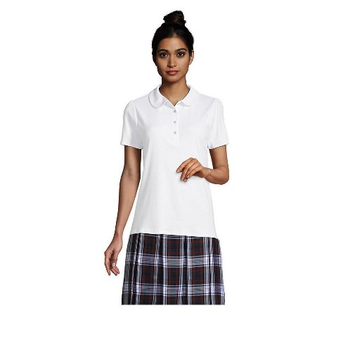 Lands' End School Uniform Women's Short Sleeve Peter Pan Collar Polo ...