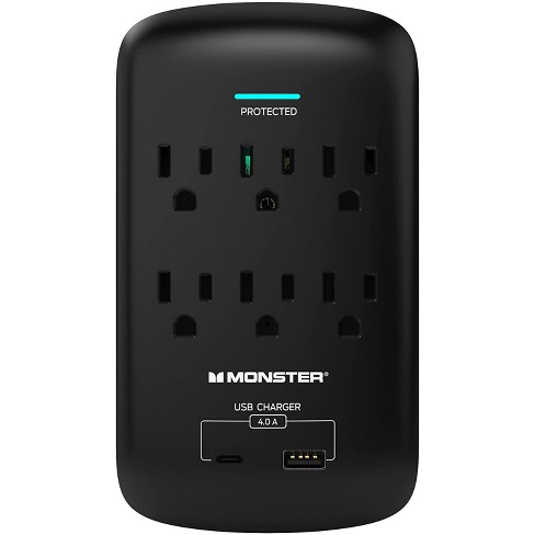 Monster Wall Tap Plug Outlet Extender With Outlet Surge Protector For ...
