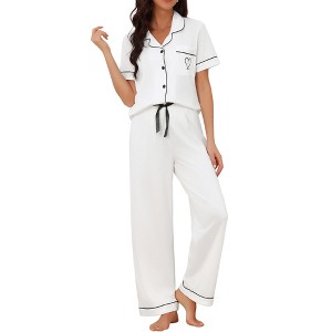 INSPIRE CHIC Women's 2 Pcs Sleepwear Button Down Short Sleeve Top and ...