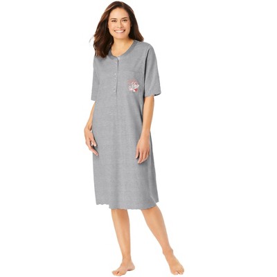 Dreams & Co. Women's Plus Size Satin Trim Cotton Sleepshirt, 7x/8x ...