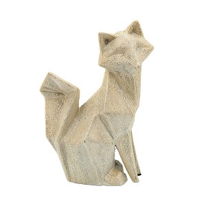 Sagebrook Home 10" Ceramic Fox Figurine - Abstract Modern Beaded Gold ...
