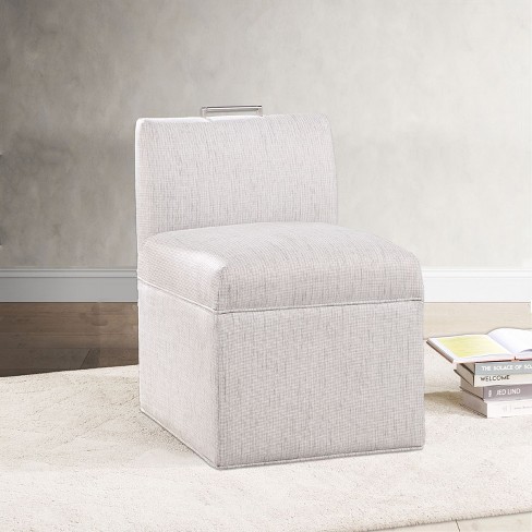 Circe 21.85" Wide Modern Castered Chair Beige Upholstered Seat And Back ...
