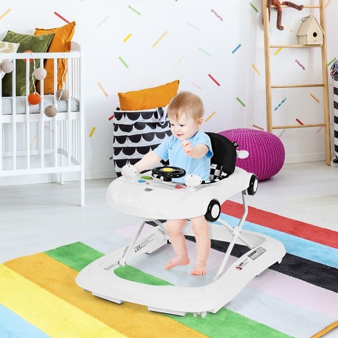 Infans 2-in-1 Foldable Baby Walker W/adjustable Height Music Player ...