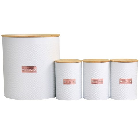 Megachef 4 Piece Iron Canister Set In White : Target