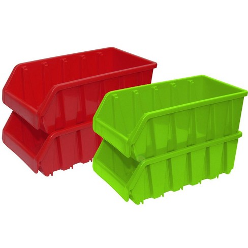 Basicwise Set Of 4 Plastic Storage Stacking Bins : Target