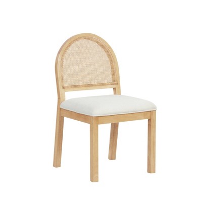 Nathan James Rattan Curved Dining Chair Natural Boucle: Upholstered ...
