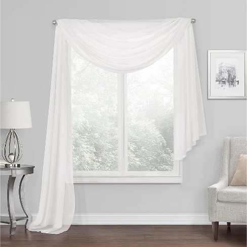 Kate Aurora Elegant Sheer Voile Window Scarf Valance - White : Target