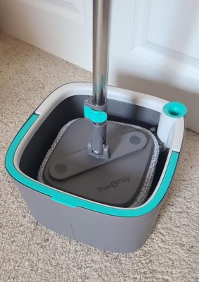 True & Tidy Trueclean Spin Mop & Bucket System With Silicone Sweeper ...