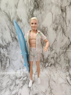 Barbie: The Movie Ken Doll Wearing Pastel Striped Beach Matching Set ...